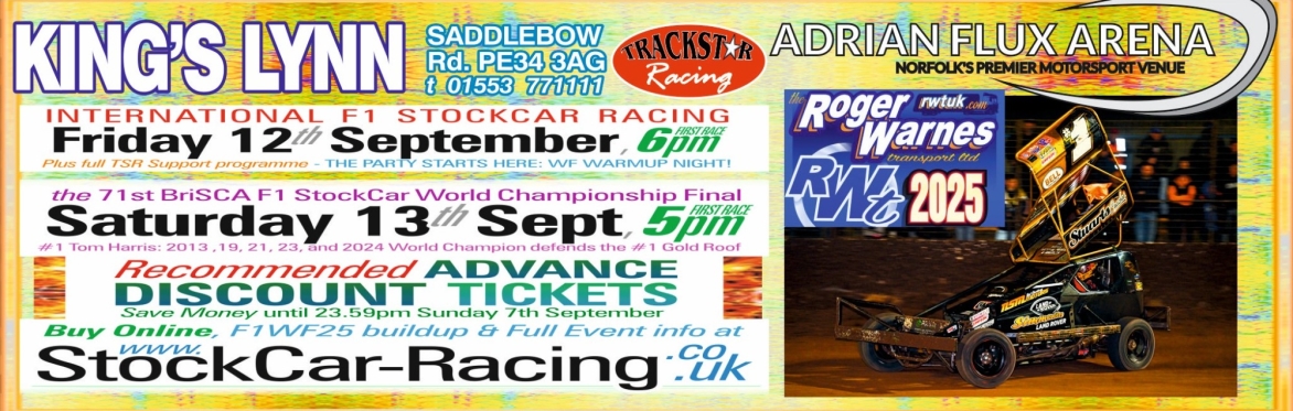 Buy tickets – BriSCA F1 Stock Cars World Final Weekend – Adrian Flux Arena