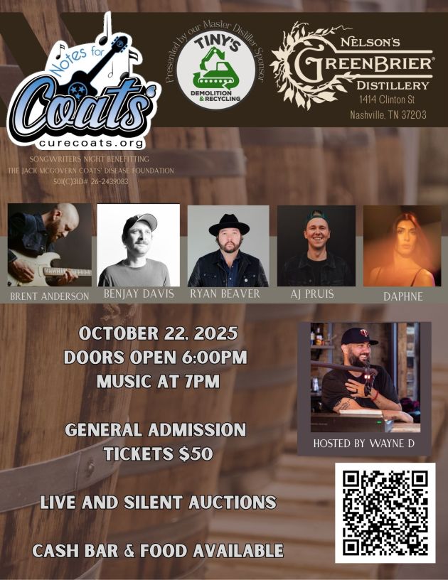 Buy tickets – Notes for Coats' – Nelson's Greenbrier Distillery