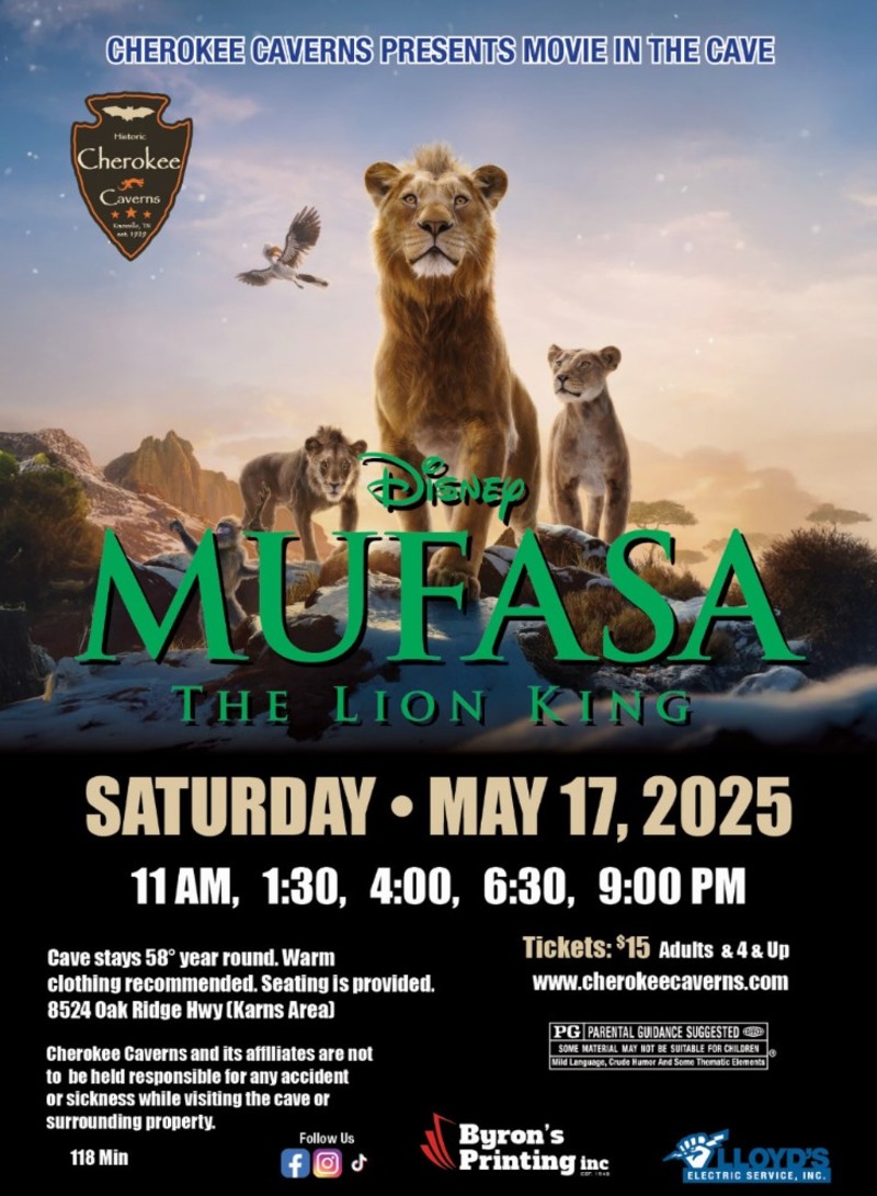 Buy tickets – Movie in the Cave - Mufasa: The Lion King 2024 – Cherokee ...