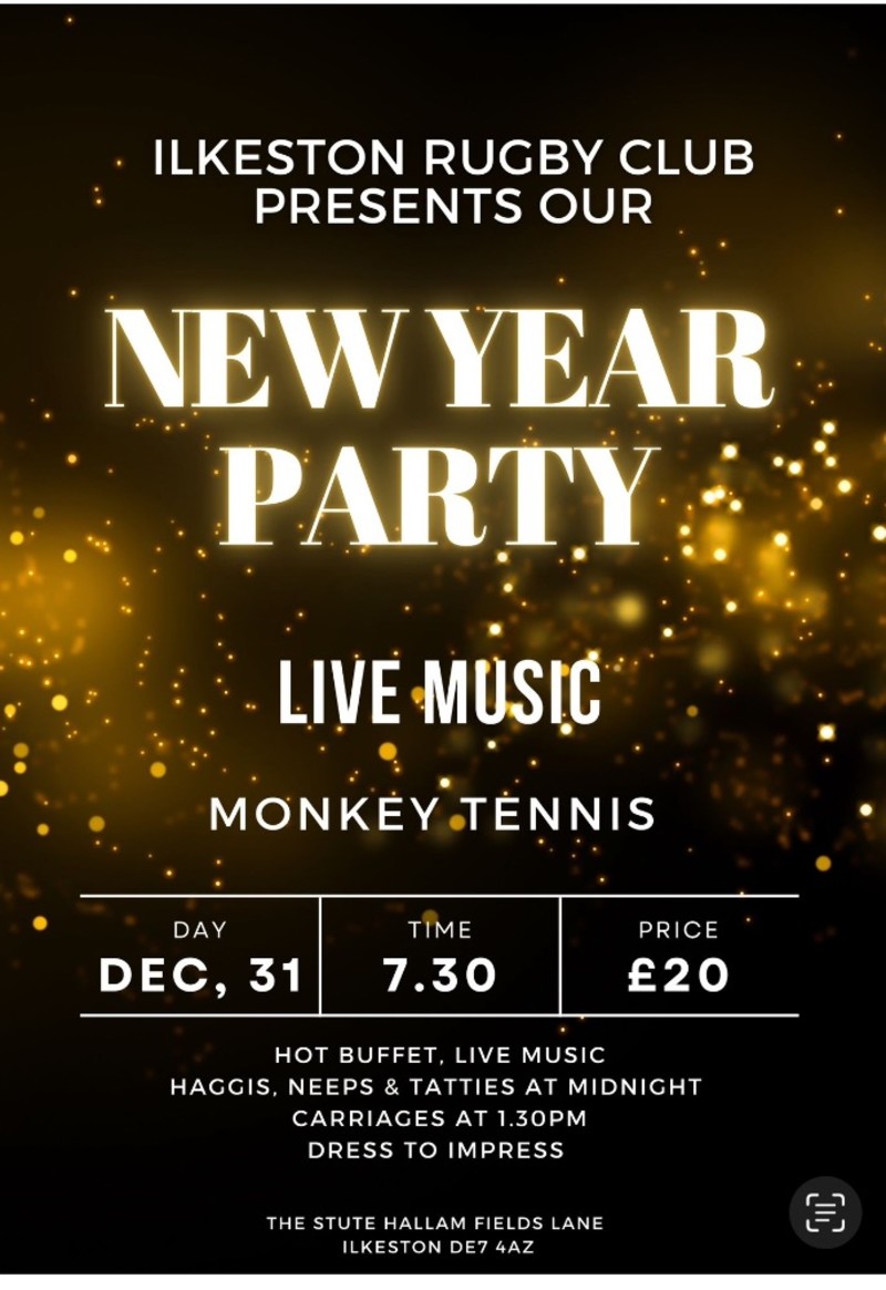 Buy tickets – New Years Eve at The Stute 2025 – Ilkeston Rugby Club