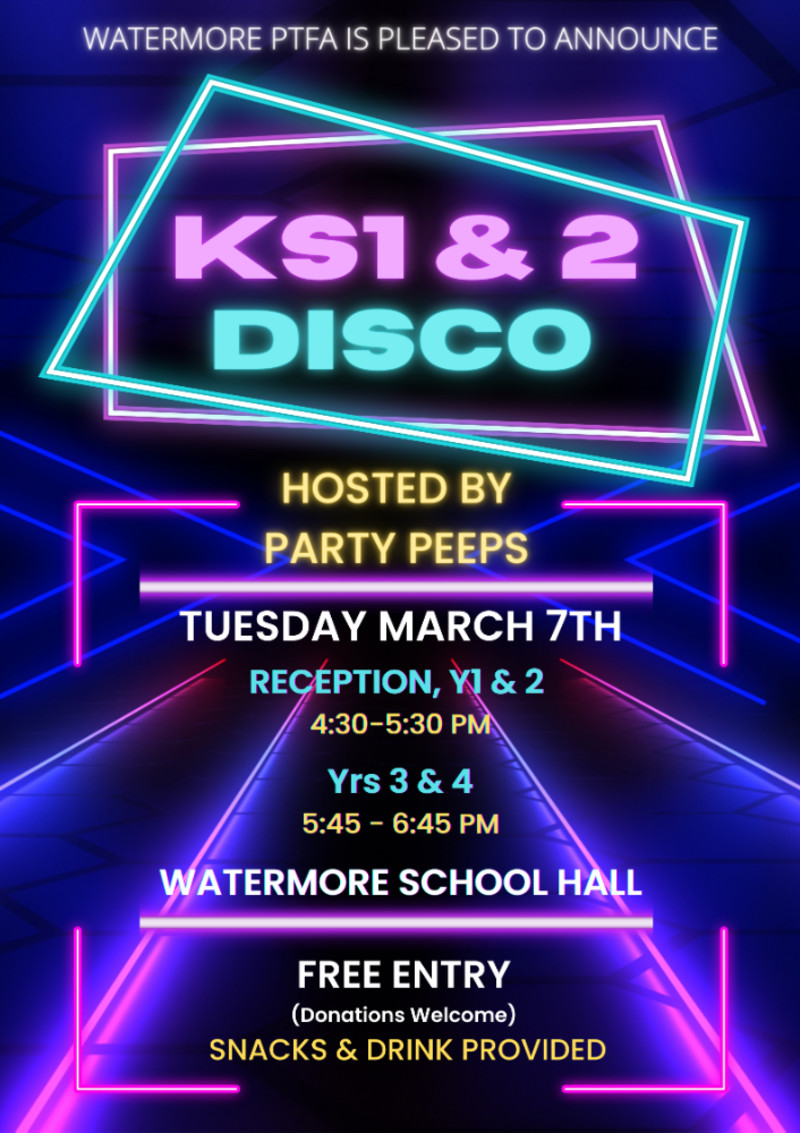 Select tickets – Watermore PTFA Disco 2023 – Watermore Primary School