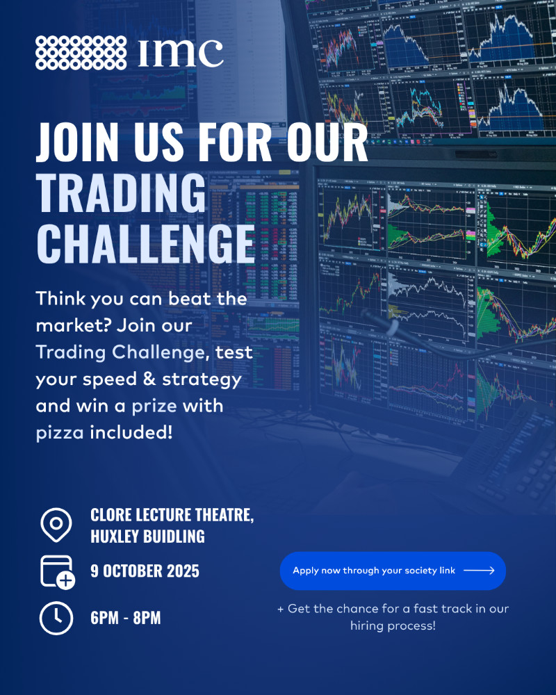 Select tickets – IMC Trading Challenge – Clore Lecture Theatre, Huxley ...