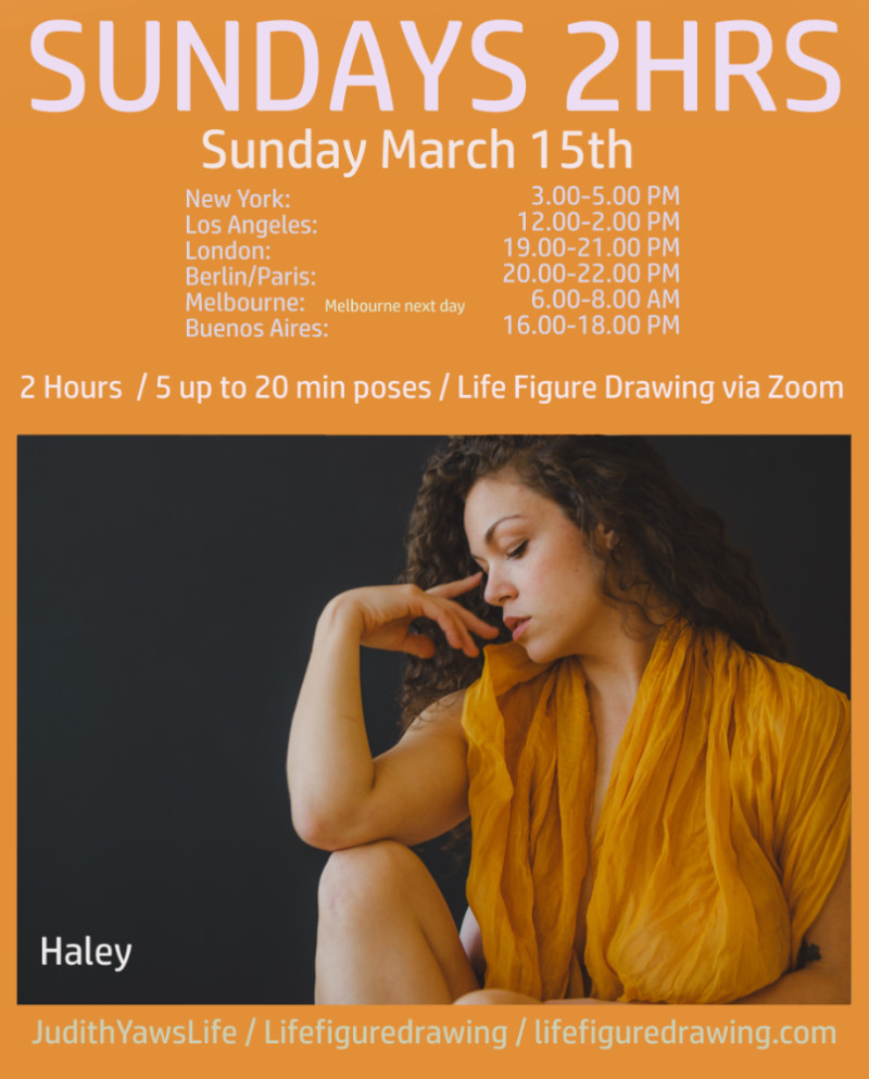 Buy tickets – 2 Hours, life figure drawing with HALEY/ Sunday March ...