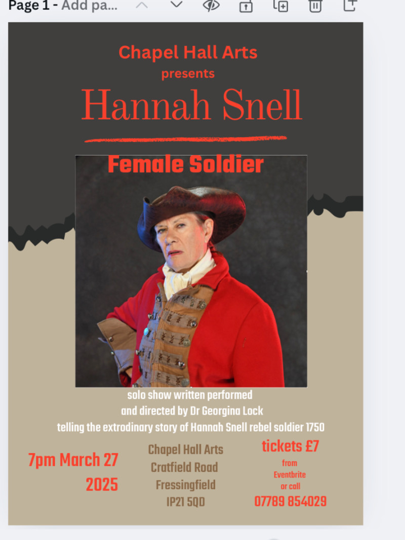 Buy tickets – Hannah Snell - Female Soldier 1750 – Chapel Hall Arts ...