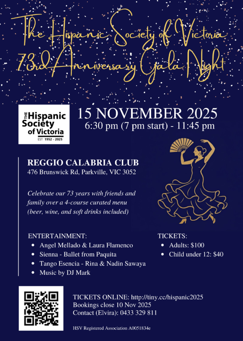 Buy tickets – The Hispanic Society of Victoria Inc. 73 year Anniversary ...