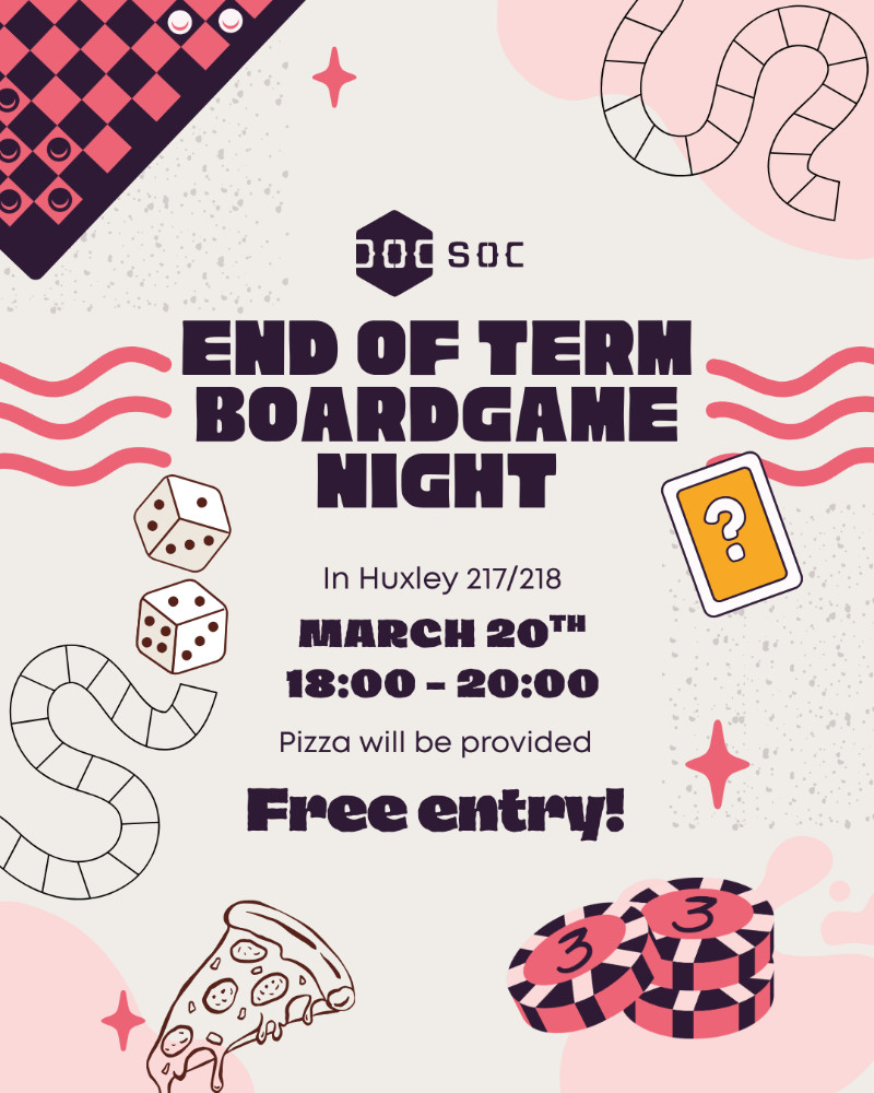 Select tickets – DoCSoc End Of Term Board Games! – HXLY 217/218