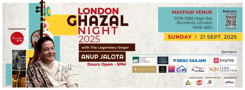 Buy tickets – London Ghazal Night with Anup Jalota – Mayfair Venue